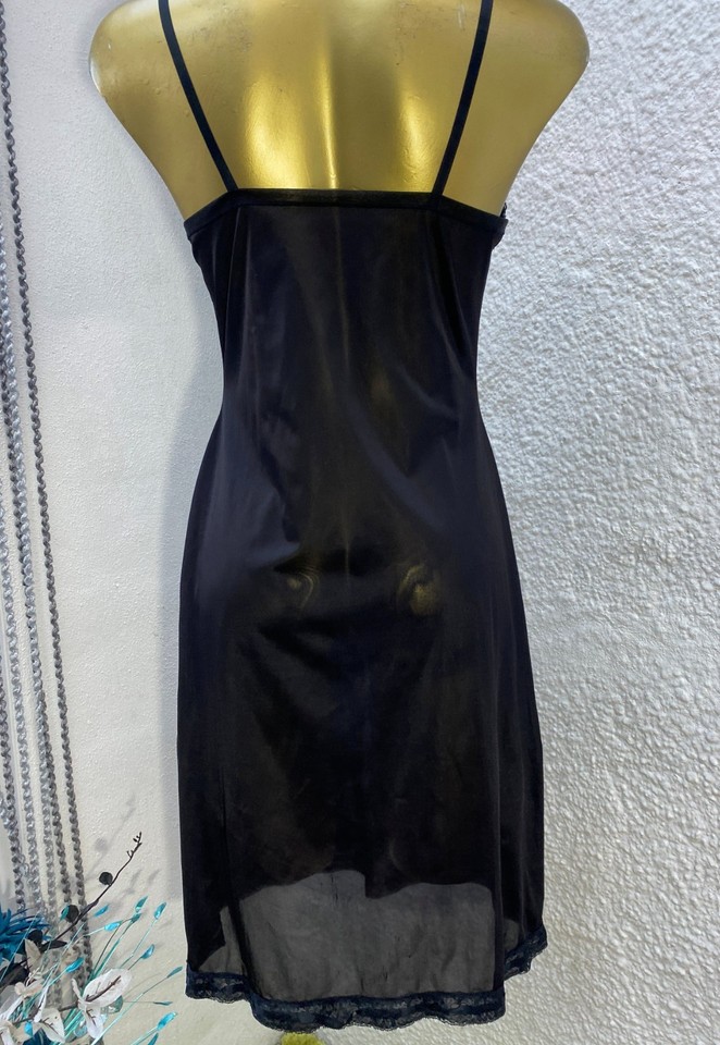 Vintage st michael lace black bra full slip bri nylon petticoat bust 36 ...