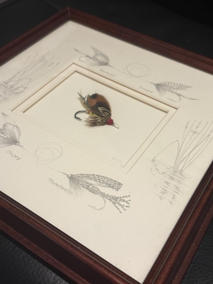 John Betts Cleveland Fly Framed Shadowbox Signed Art Sketch, Hand ...