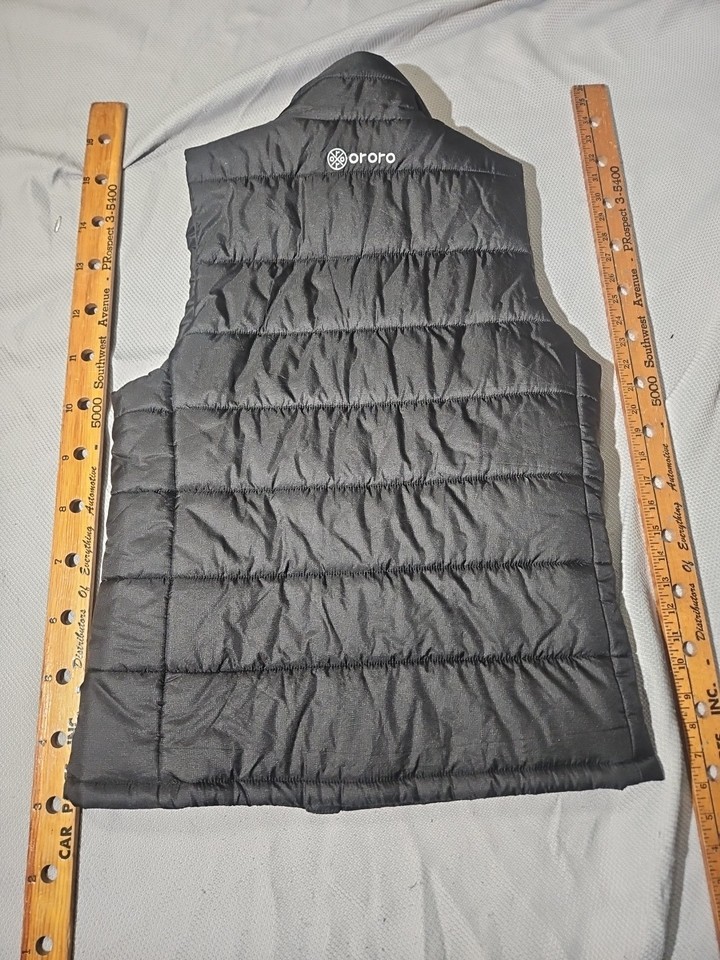 Ororo Heated Vest Mens Medium Black Full Zip Lightweight Puffer Jacket ...