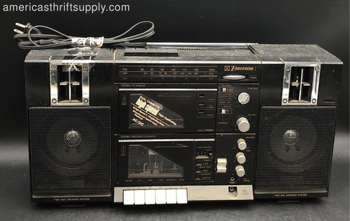 Vintage Emerson Dual Tape Deck AM/FM Radio Boombox | eBay