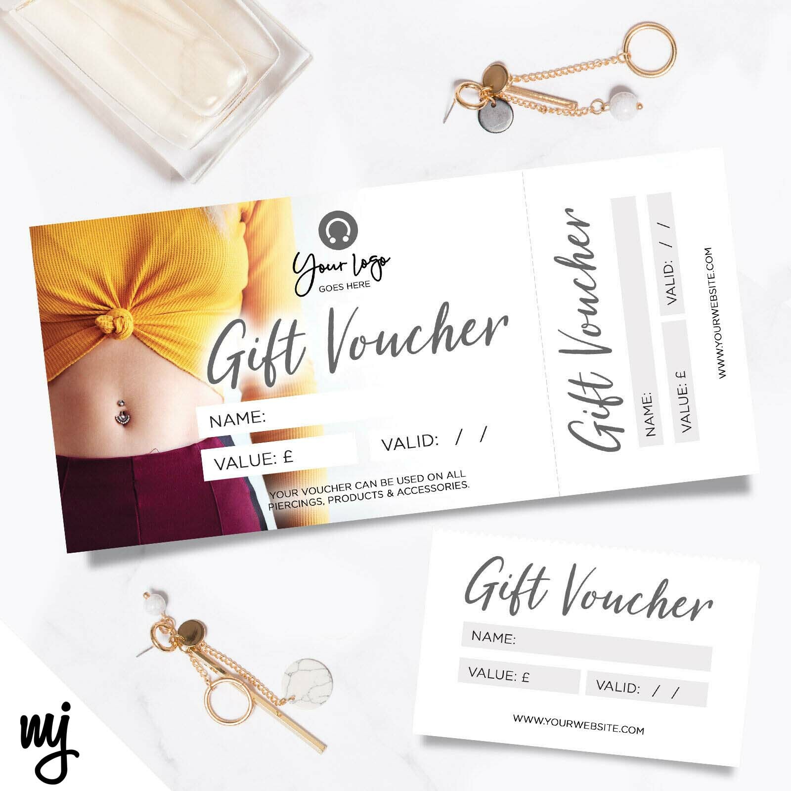 Custom Printed Gift Vouchers | Perforated | Piercing Ear Nose Jewellery ...