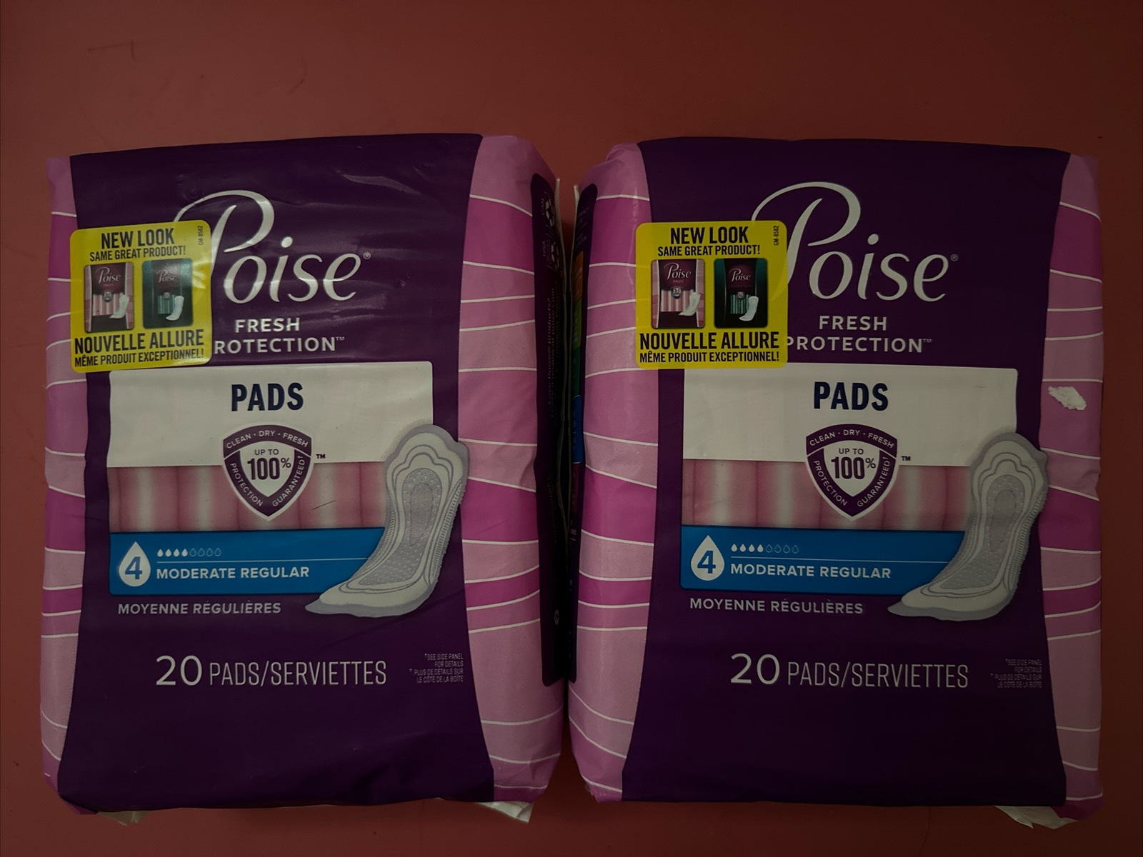 2x Poise Fresh Protection Incontinence Pads, Moderate Absorbency ...