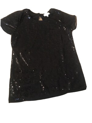 GLITTERSCAPE Sparkling Black Beaded Stretch Knit Top Size SX New Free ...