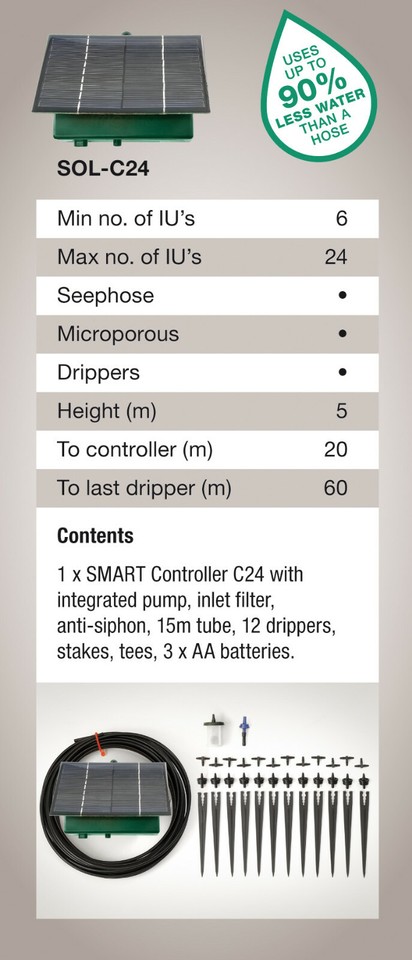 Irrigatia SOL C24 with 12 Drippers Solar Watering Greenhouse Garden ...