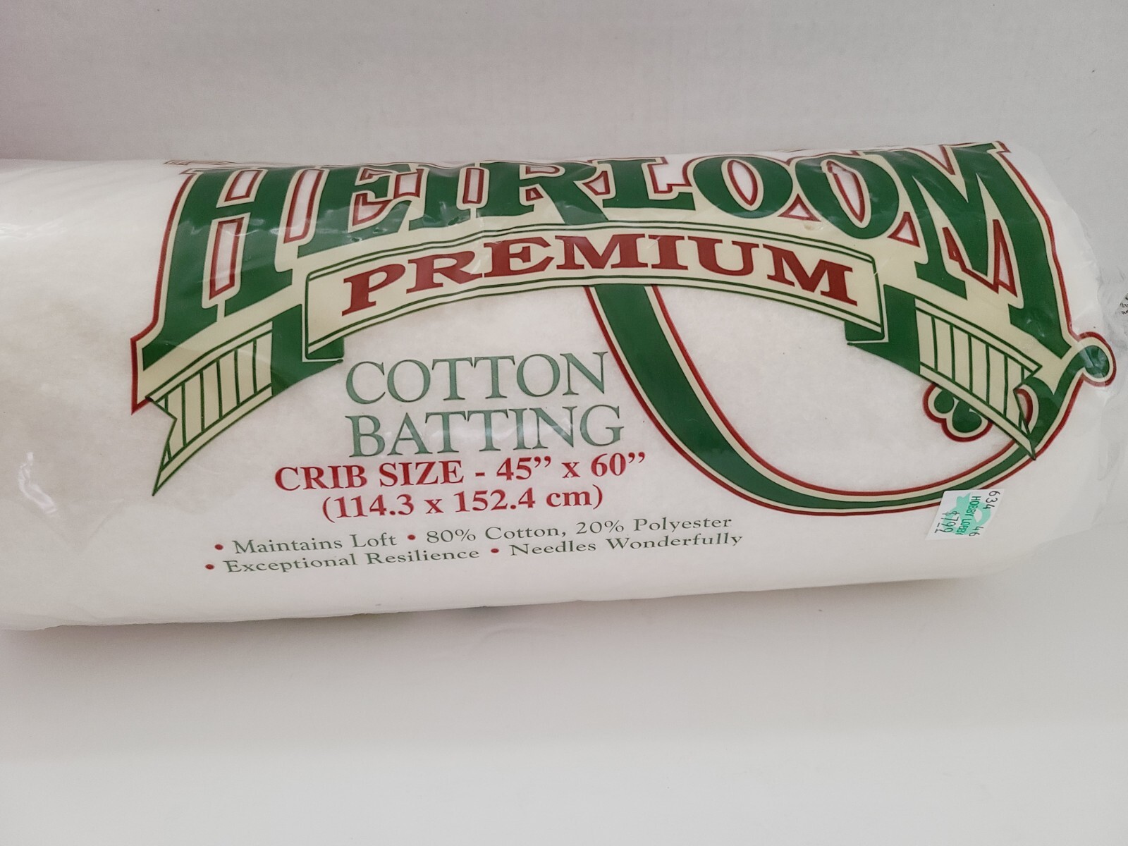 Hobbs Heirloom Premium 80/20 Cotton Blend Quilt Batting Queen Size 90 ...