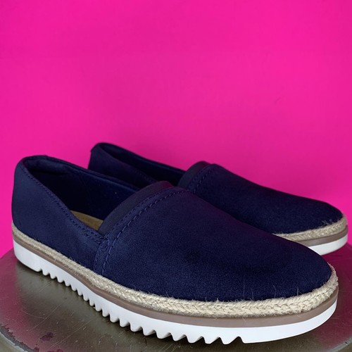 Clarks Serena Paige Blue Suede Espadrille Trim Loafer Sz 7 | eBay