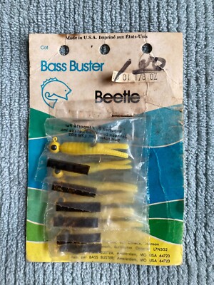 Six Vintage Bass Buster Beetle Lures - Original Card - Virgil Ward ...