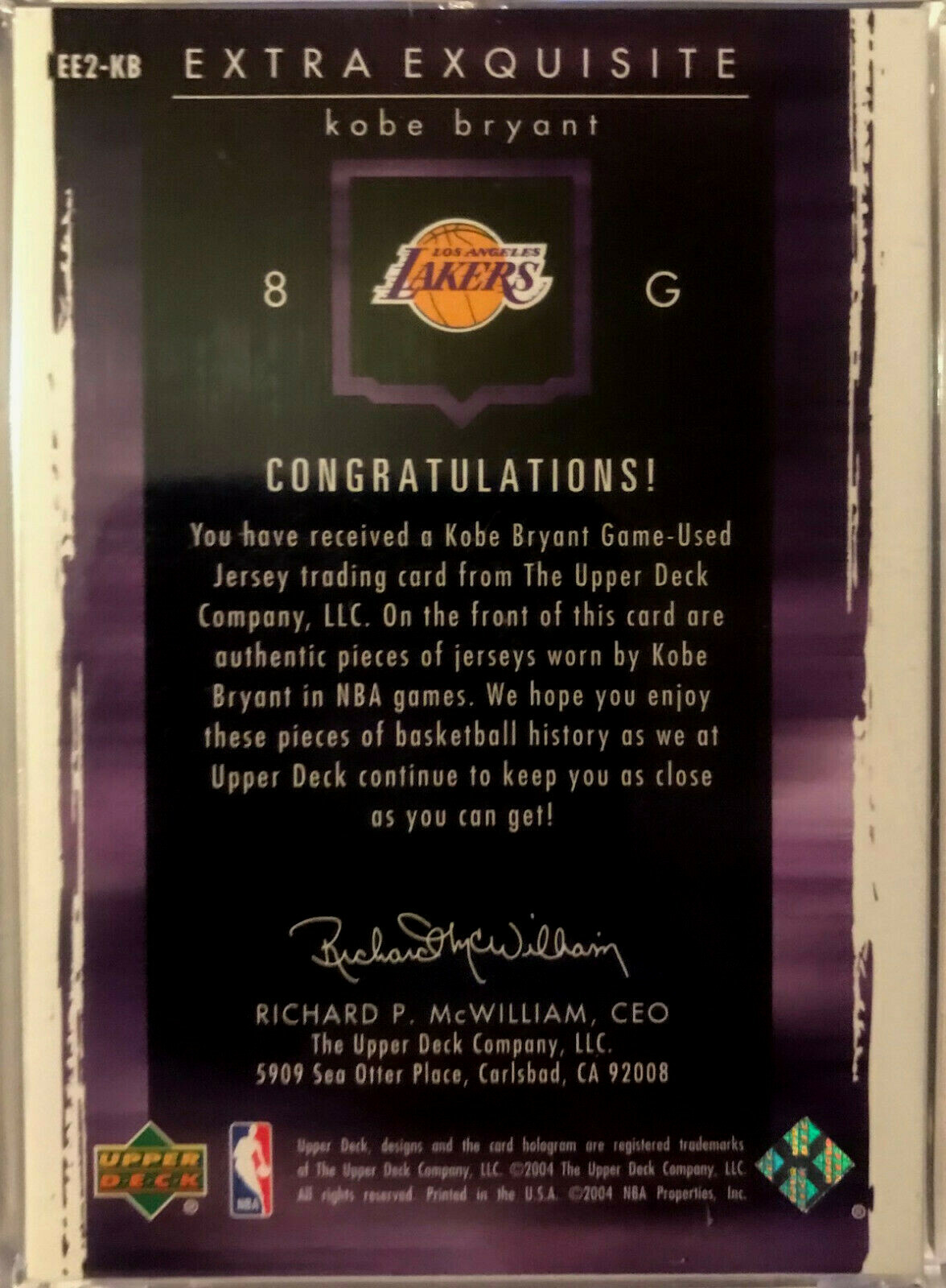 Kobe Bryant 2003 Upper Deck Exquisite Collection Extra Exquisite Duals ...