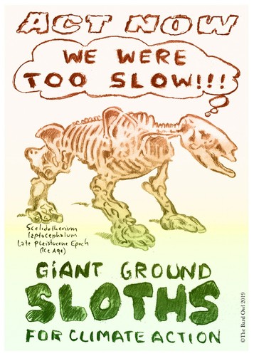 GIANT GROUND SLOTHS Ice Age Fossil Pleistocene Art Print Postcard ...