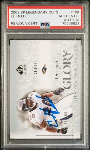 Ed Reed 2002 UD SP Legendary Cuts Signed Rookie Card #169 Auto PSA 10 ...