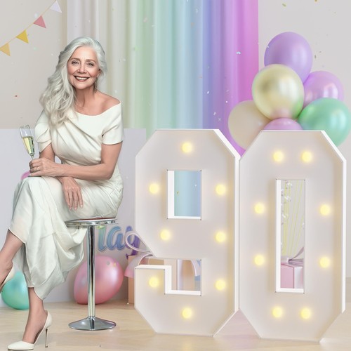 JoyMuse 3ft Marquee Numbers 90 Large Light Up Numbers 90 90th Birthday ...