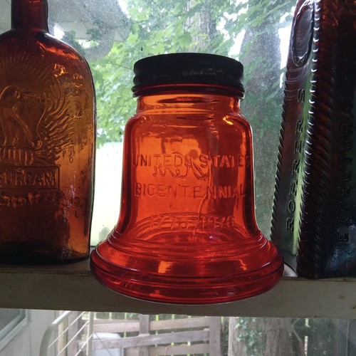 RED KERR SELF SEALING 1976 BICENTENNIAL BELL FRUIT JAR HAND BLOWN ...