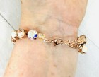 Pink Rose Gold Plated Creamy Pearl and Crystal AB Cup Chain Bracelet | eBay