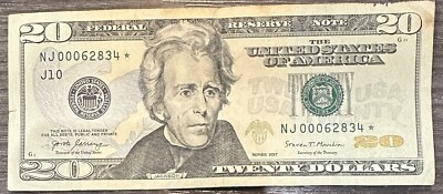 Rare And Beautiful 20 Dollar Bill **STAR NOTE**2017 With Low Serial ...