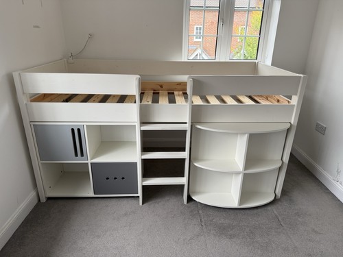 Stompa Nexus Mid Sleeper Bed with Desk and Storage Unit In White | eBay UK