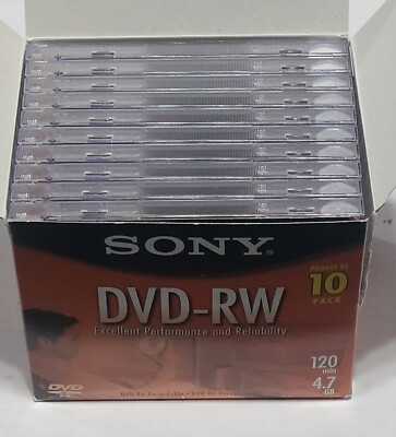 Sony DVD-RW Re-Recordable DVD 4.7GB Discs 10 Pack With Jewel Cases | eBay