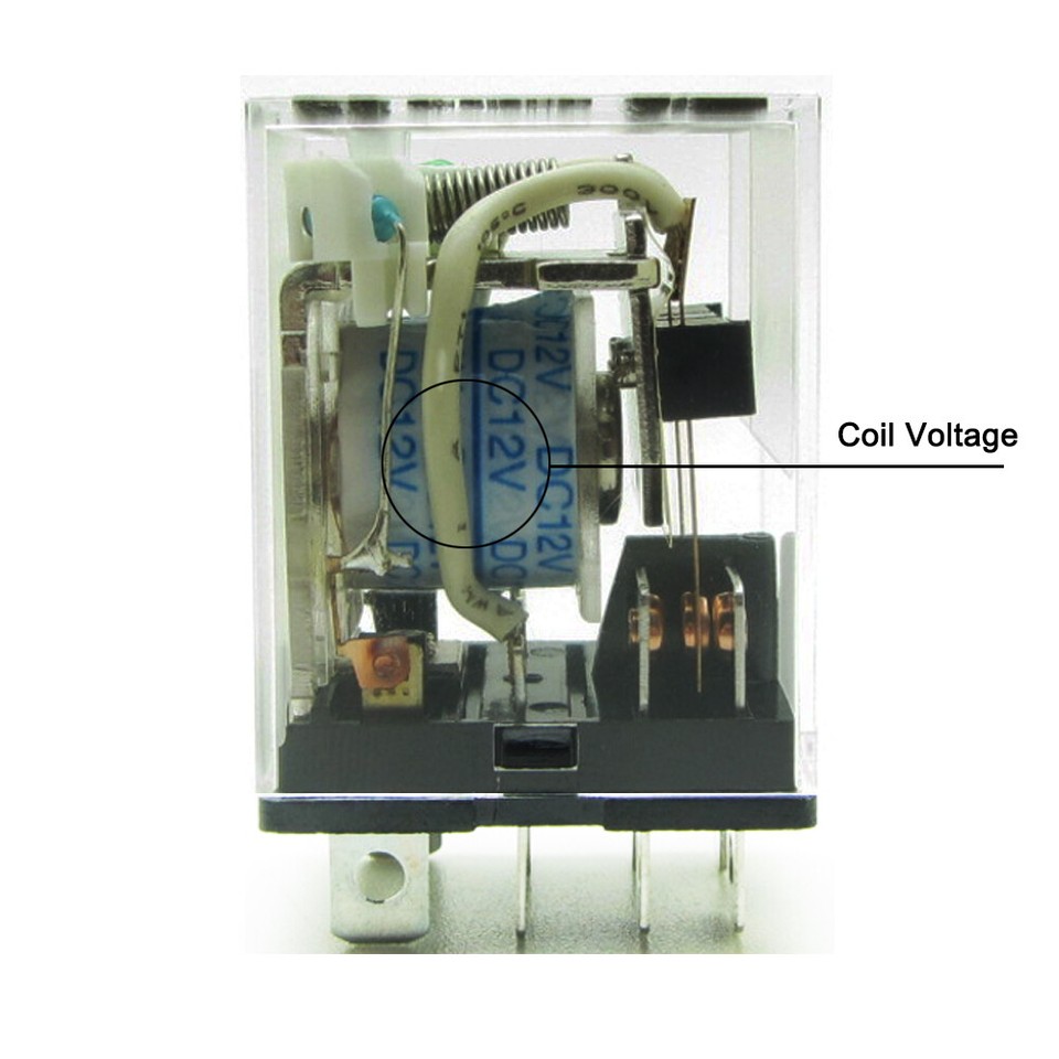 DC 12V Coil Power Relay 12A DPDT LY2NJ 8 Pin Plug in + Din Rail Socket ...