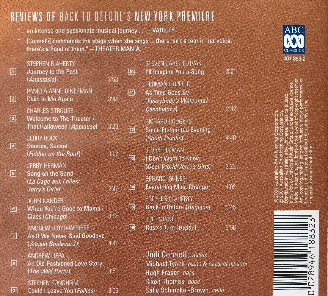 JUDI CONNELLI - BACK TO BEFORE A LIFE IN SONG CD - VERY GOOD CONDITION ...