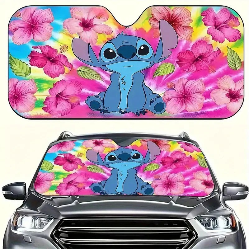 Enchanting Stitch Hibiscus Flowers Lilo & Stitch Car Windshield Sun ...
