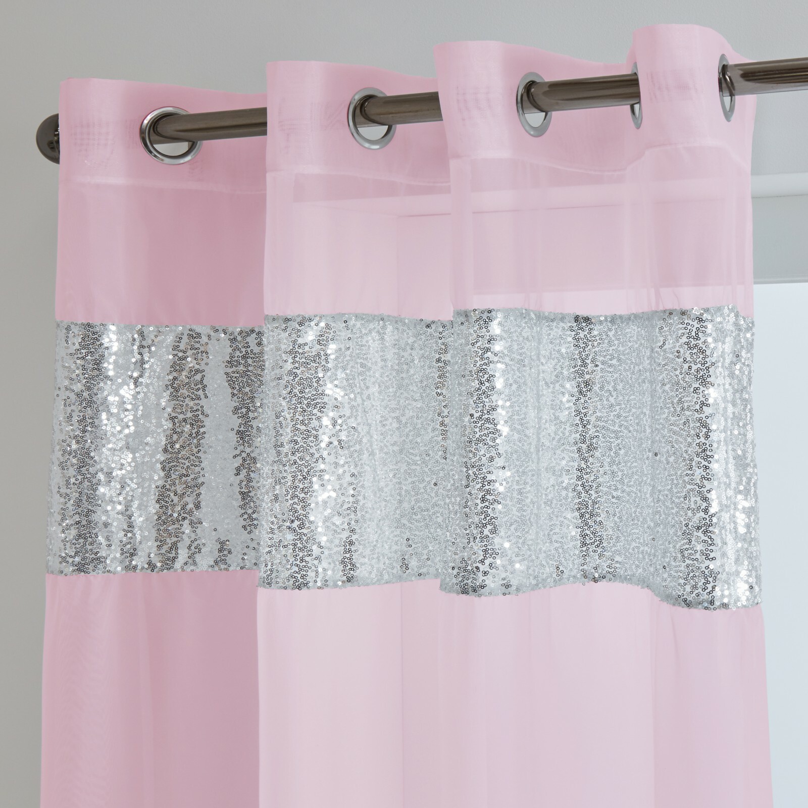 Sparkle Voile Eyelet Curtain Panel With Luxurious Sequin Border | eBay