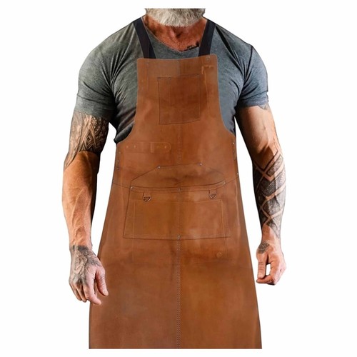 Leather Welding Apron 24"x36" – Flame Resistant with 6 Tool Pockets | eBay