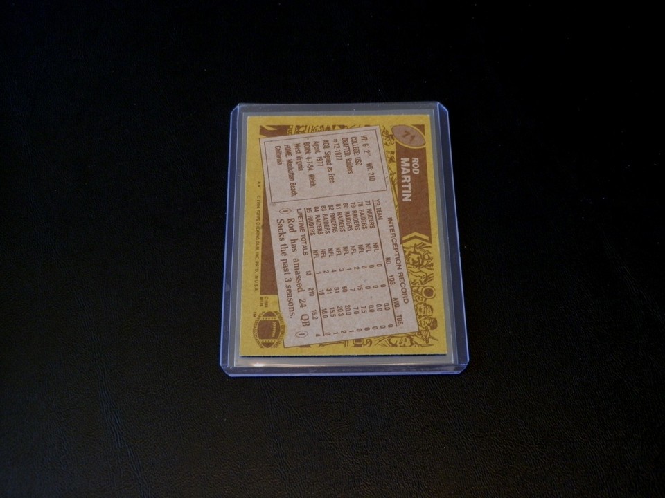 Rod Martin 1986 Topps Autographed Oakland Raiders Card SB MVP Auto '80s ...