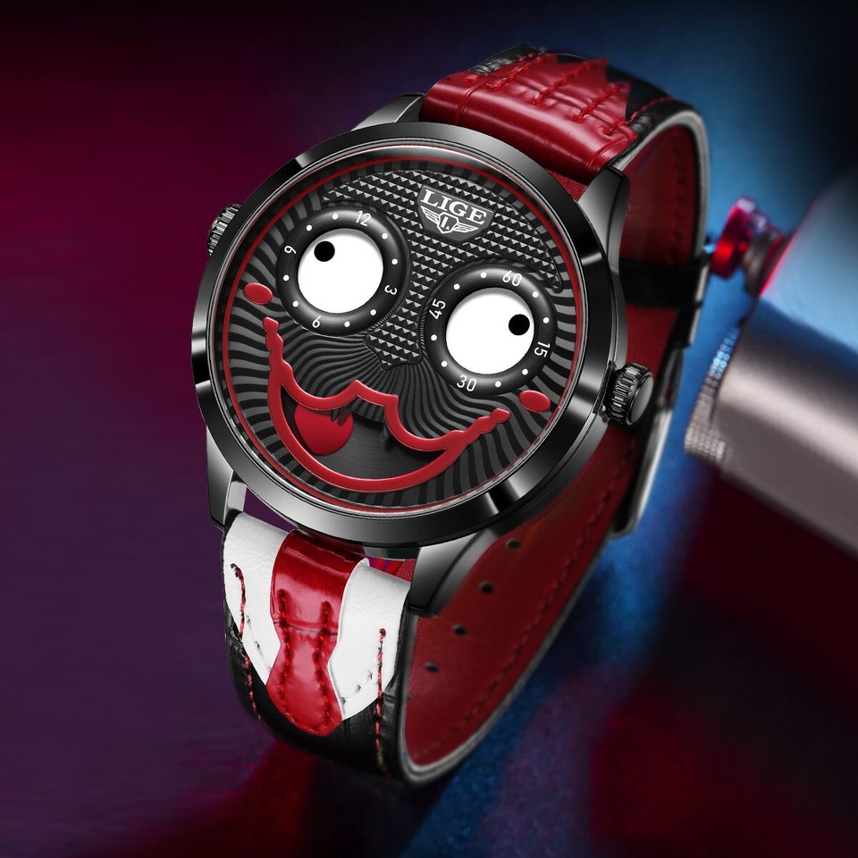 🔥2026 Mens Funny Quirky Watch Quartz Moon phase 3ATM Waterproof Man ...