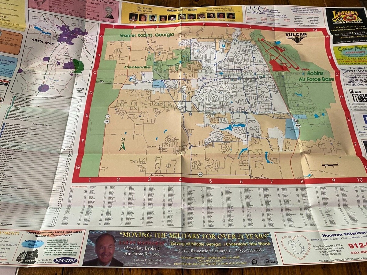 Robins Afb Street Map Robins Air Force Base Visitors Map | EBay