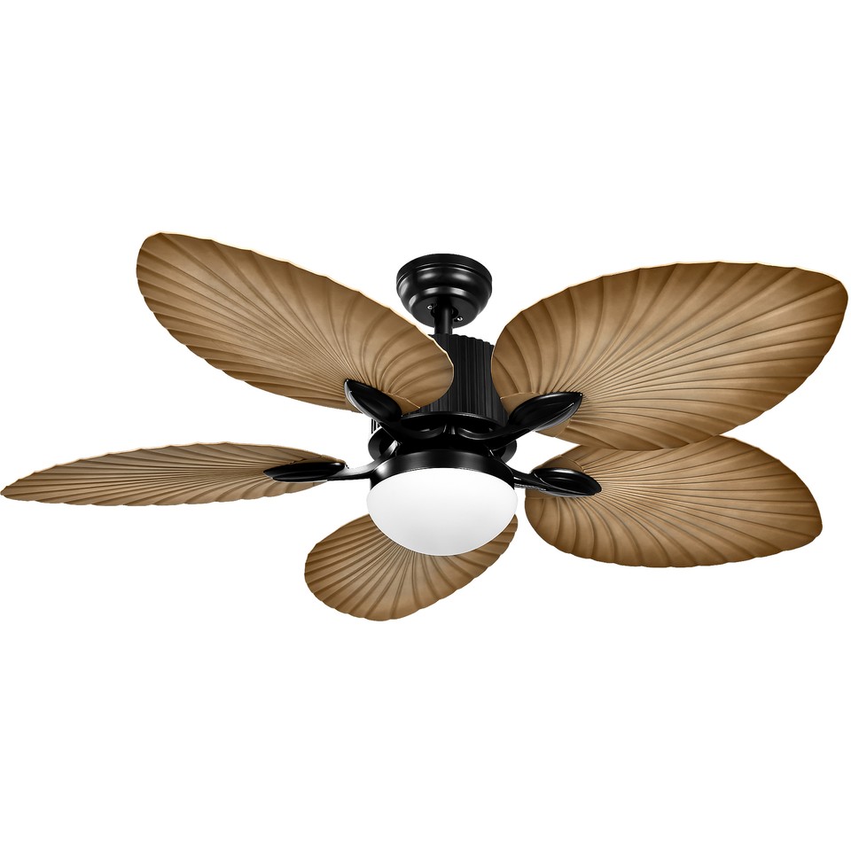 52'' Tropical Ceiling Fan with LED Light and Remote Control Reversible ...