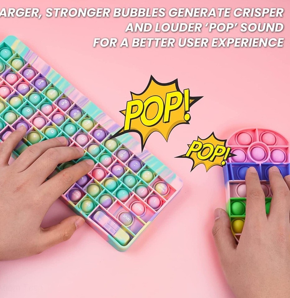 NiToy 2PCS Mouse & Keyboard Push Pop Bubble Fidget Sensory Toys, Large ...