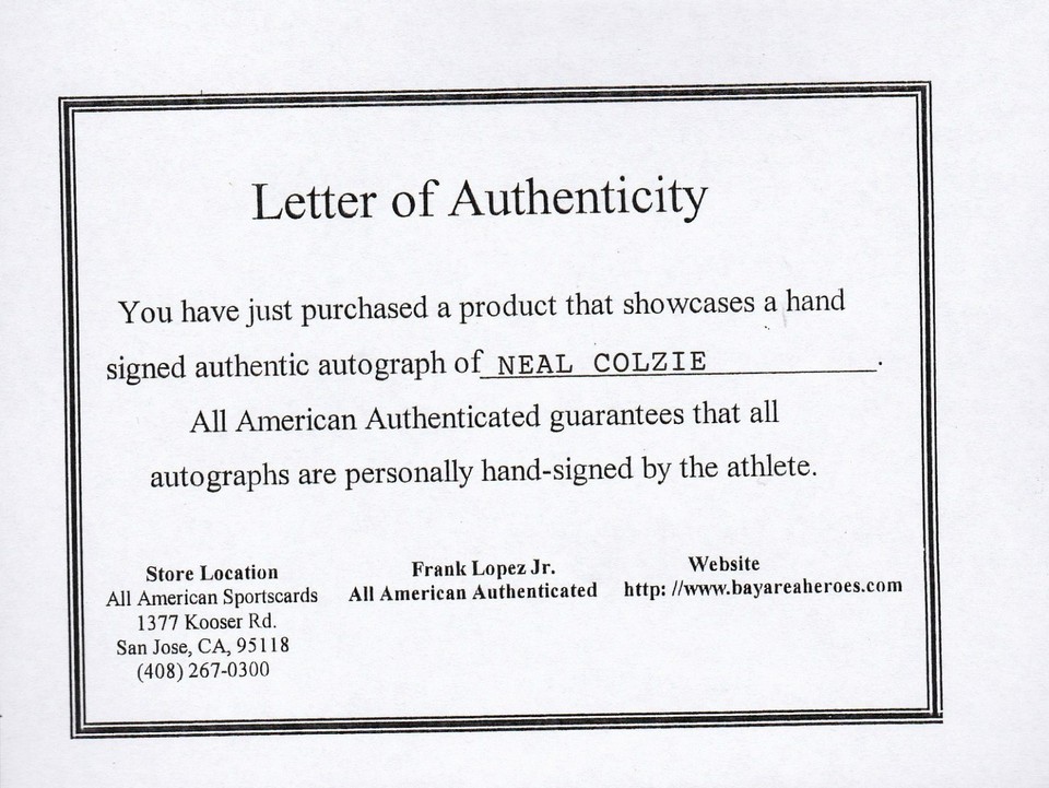 Oakland Raiders NEAL COLZIE autograph signed auto 8x10 Super Bowl XI ...