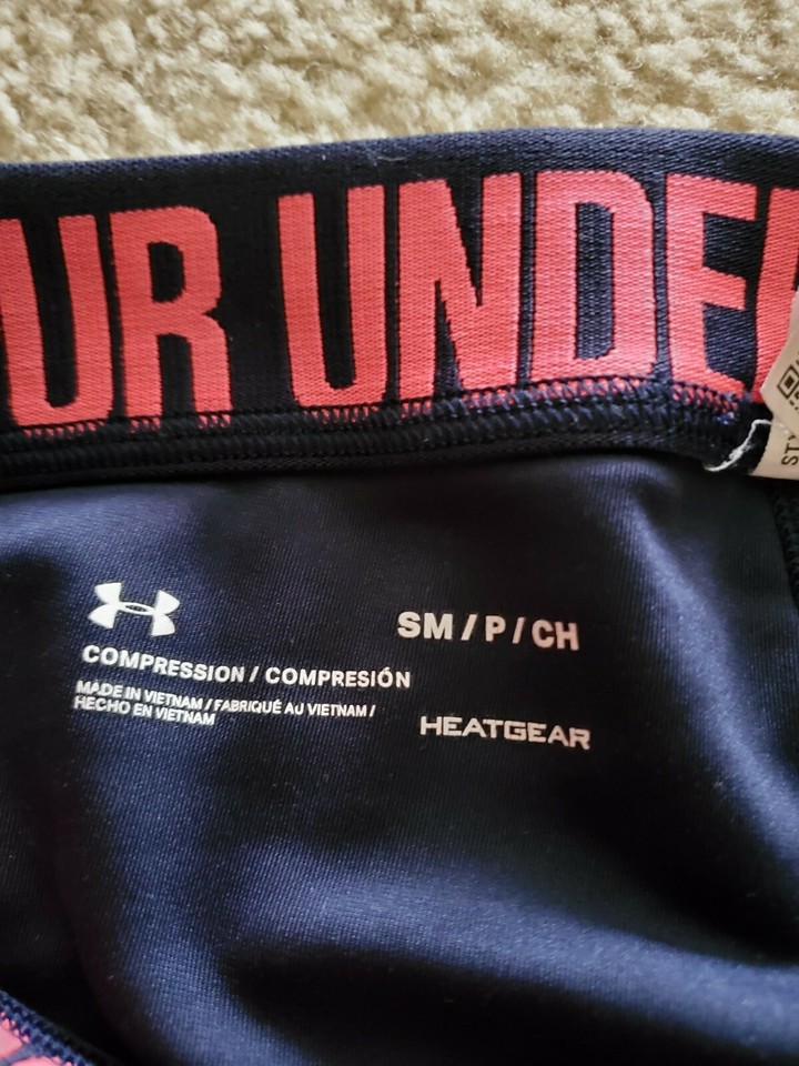 Under Armour Navy Blue Compression Heatgear Leggings yoga Pants Ladies ...
