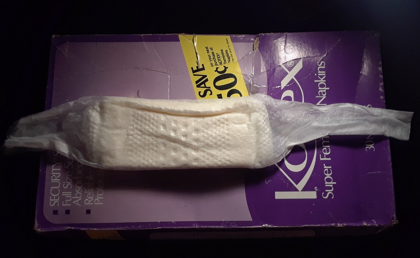 1970's Kotex Super Belted Tabbed Sanitary Napkin! Rare Vintage Feminine ...