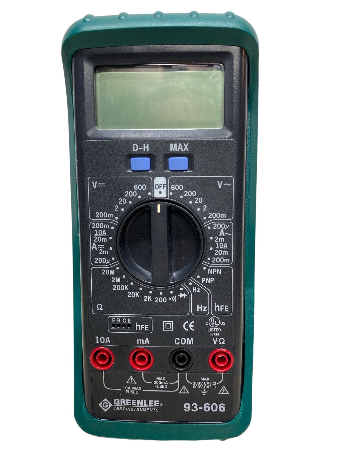 GREENLEE Digital Multimeter Tester 93-606 Frequency Diodes Transistors ...