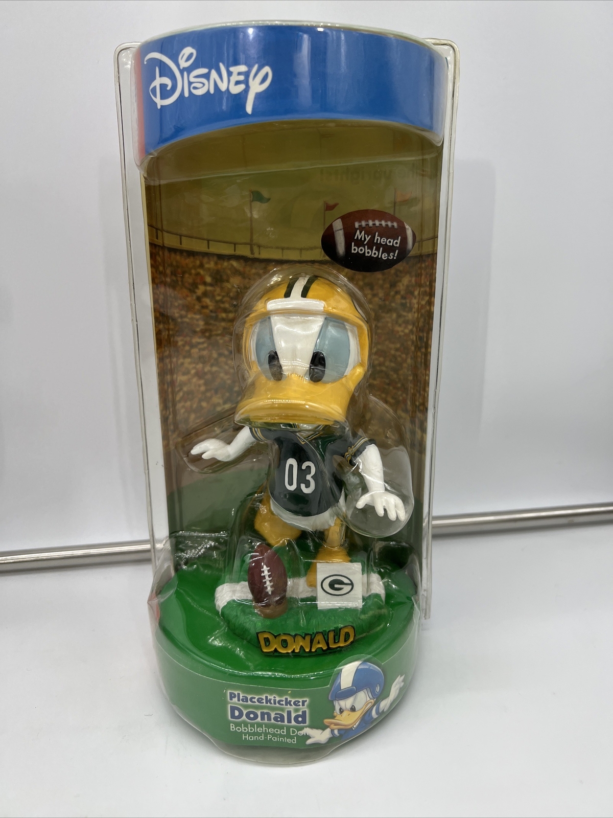 Disney Green Bay Packers Donald Duck Placekicker NFL Bobblehead New In ...