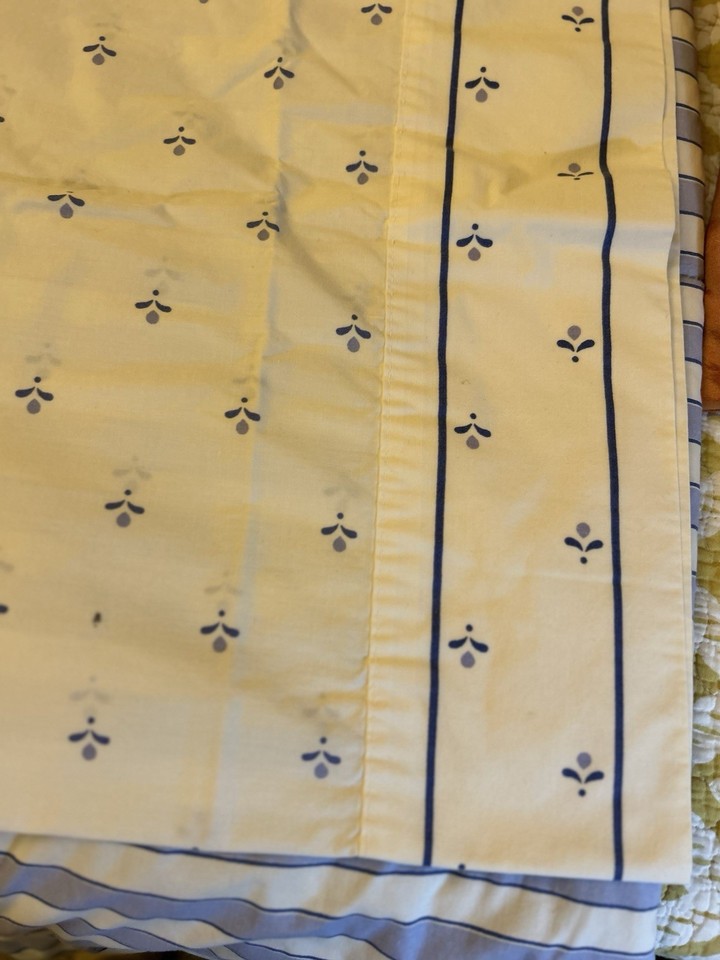 Laura Ashley Blue White Stripe Reversible F/Q Comforter Pillow Cases ...