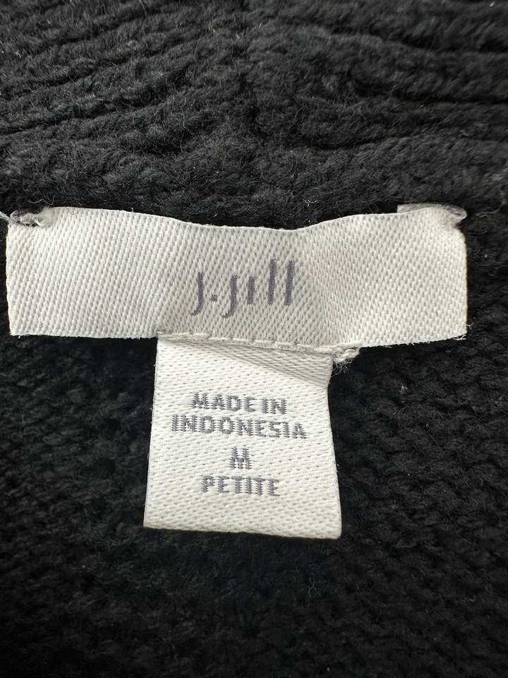 J. Jill Cardigan Sweater Women’s Medium Petite Black Knit Open Front ...