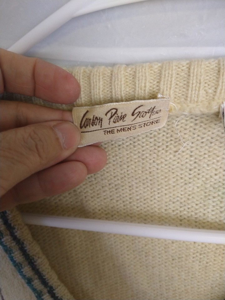 Carson Pirie Scott Wool Sweater Vest Mens M/L Italian Cream Preppy ...