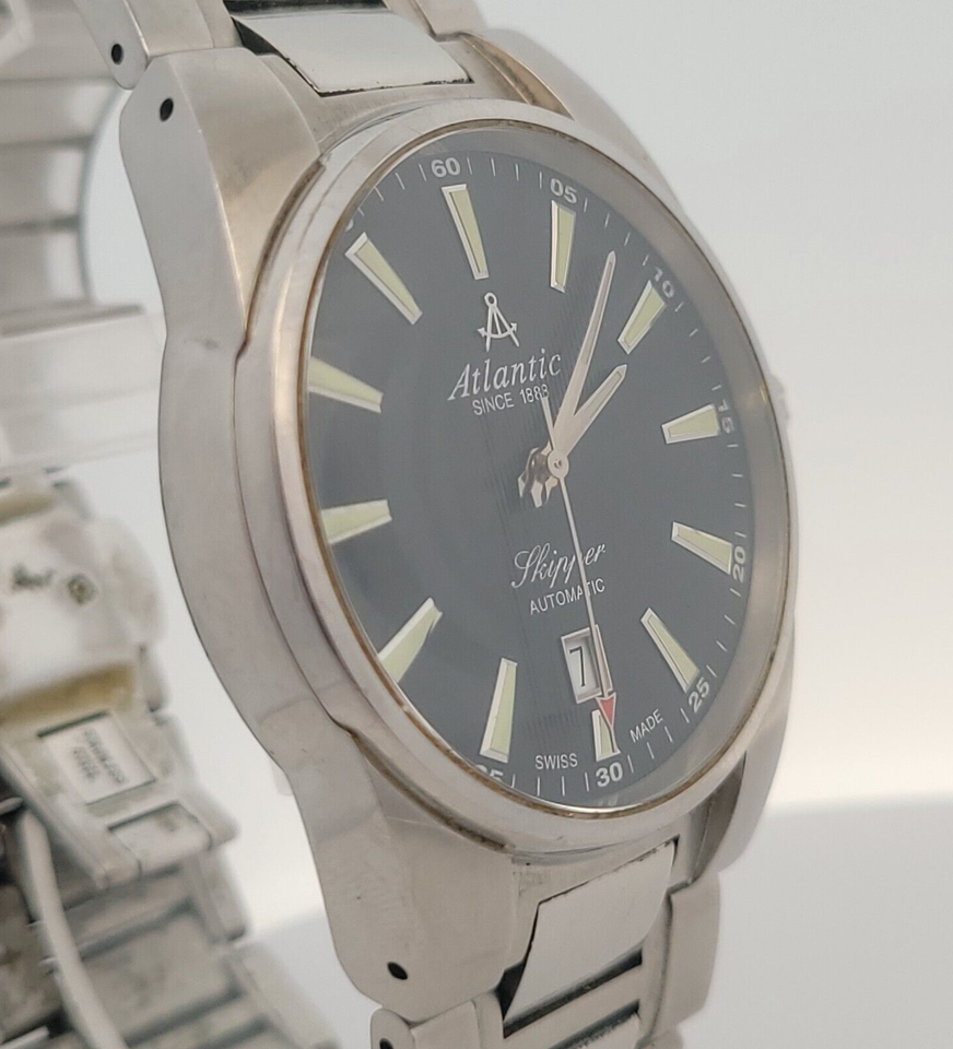 Atlantic Skipper Automatic Stainless Steel 42mm Black Dial Men's Watch ...