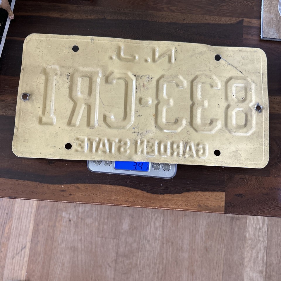 VINTAGE NEW JERSEY NJ GARDEN STATE LICENSE PLATE. Tag YMO 191 1970 Base ...