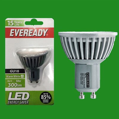 12x 4W (=50W) Eveready LED Ultra Low Energy Instant On GU10 Spot Light ...