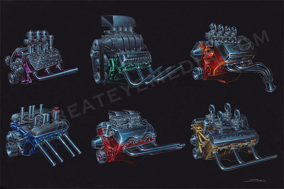 ZOMBIE-ART PRINT-CHEVY,FORD,HOT ROD,ENGINE,RAT ROD,CARS,ED ROTH ...