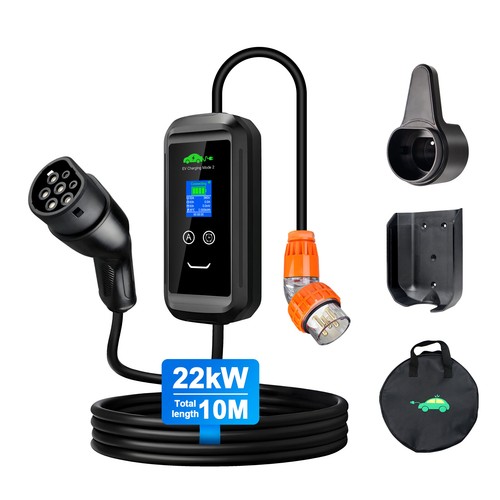32A 22KW 10m Electric Car Charging Cable Type 2 EV Charger 3-Phase APP ...