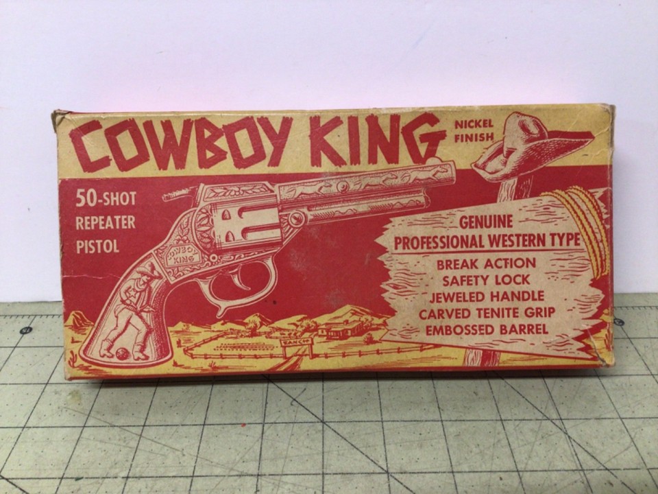 Vintage Cowboy King 50-shot repeater Toy Pistol cap gun with box RARE ...