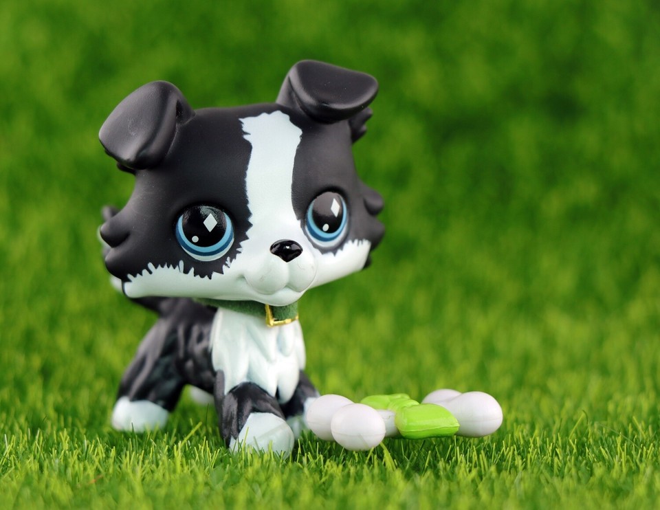 Custom lps Border Collie Black Collie Dog with Diamond Eyes with lps ...