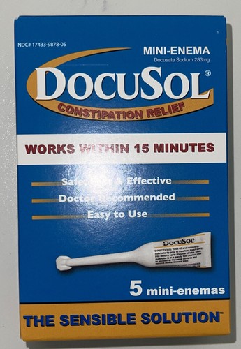Docusol Docusate Sodium Constipation Relief Laxative Mini-Enemas 5 /Box ...