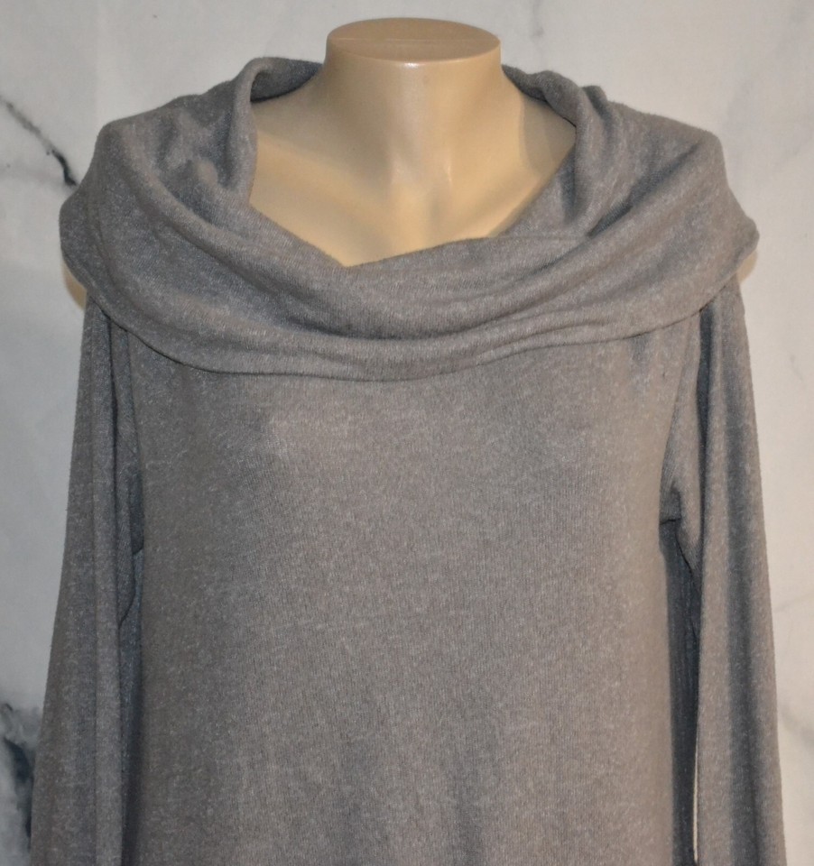 SOFT SURROUNDINGS Gray Cowl Neck By The Fire Lounger Maxi Dress Small ...