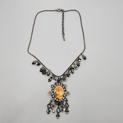 MX Signature Collection Rhinestone Black Portrait Dangle Necklace 20 ...