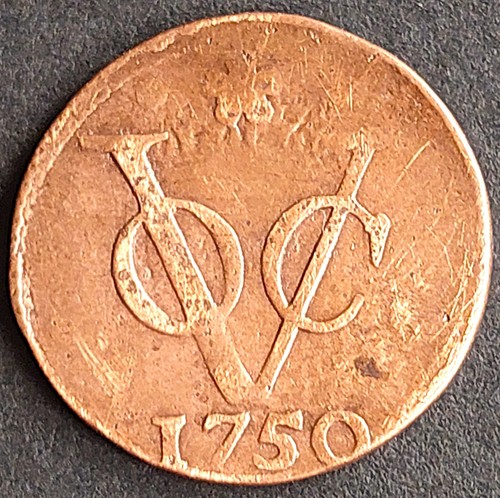 1750 VOC Duit , crowned Holland arms , nice classic copper coin # 2055 ...
