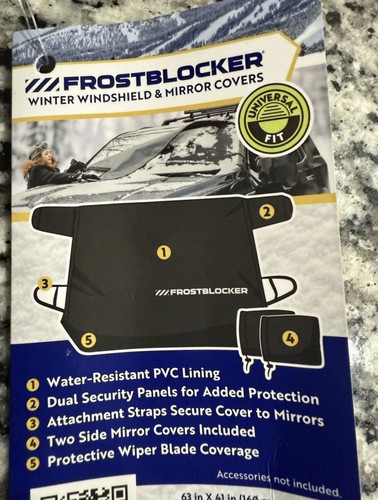 2 - FrostBlocker Windshield and Mirror Cover, 59"W x 41"L Winter Snow ...